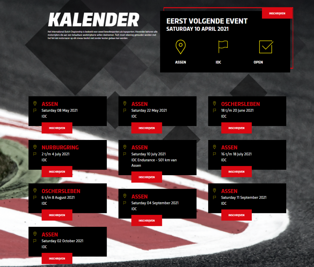 Kalender - Selwin Racing